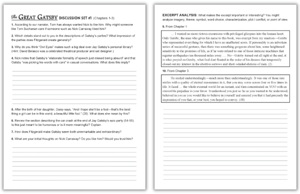 THE GREAT GATSBY Unit: Lessons & Materials - TeachNovels.com