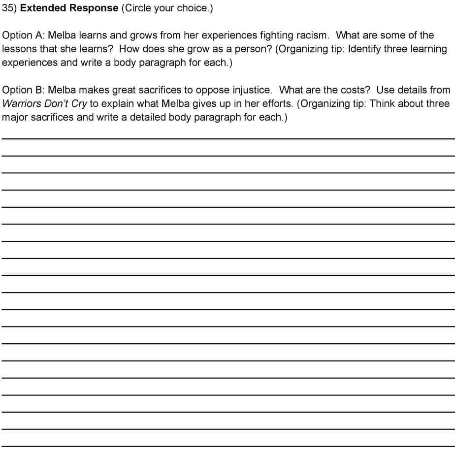 Warriors Don't Cry Reading Test (entire book) - TeachNovels.com