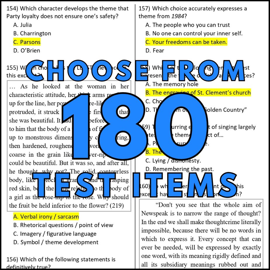 1984 Test Maker (question bank) - TeachNovels.com