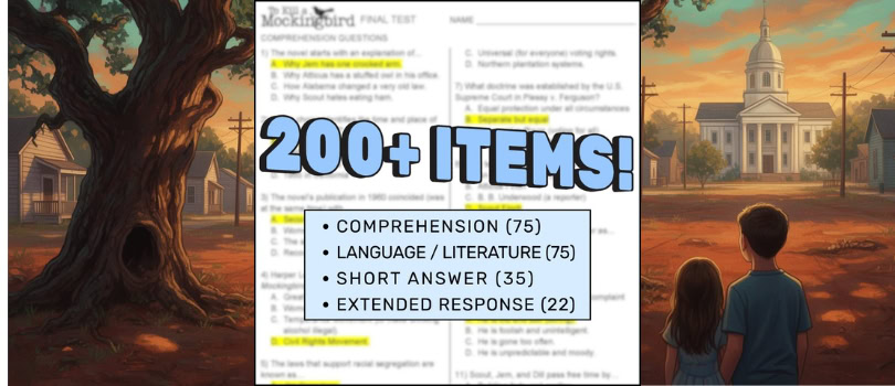 TO KILL A MOCKINGBIRD Unit Test Questions (Harper Lee, original novel ...